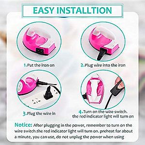 Mini Craft Iron Mini Heat Press Mini Iron Portable Handy Heat Press Small Iron with Charging Base Accessories for Beads Patch Clothes DIY Shoes T-Shirts Heat Transfer Vinyl Projects (Pink)