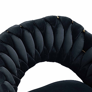 Olela Modern Velvet Armless Swivel Task Chair, Black+Velvet, Office, Living Room, Bedroom, 250 Pound Capacity, Fixed Height, Indoor Use