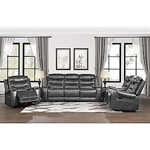 Lexicon Derringer Wall Hugger Manual Double Reclining Sofa, Gray