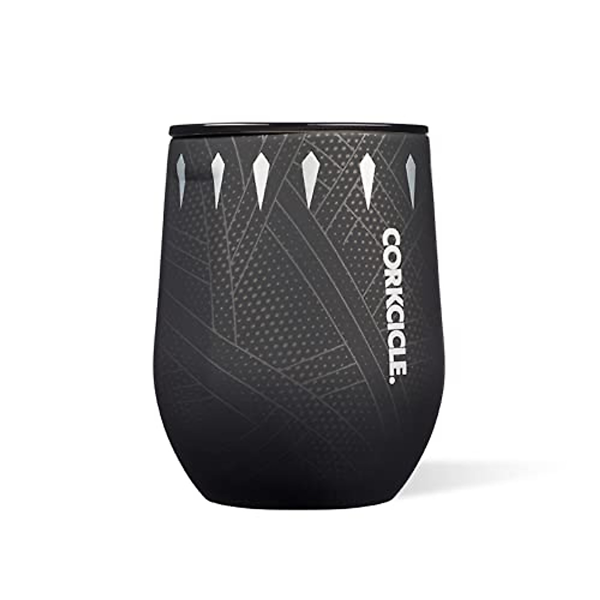 Corkcicle Marvel Black Panther 12 oz Triple-Insulated Stemless Insulated Reusable Cup with Lid and Silicone Bottom
