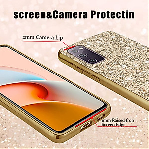 Compatible with Samsung S20 FE Case Glitter Shockproof, for Samsung Galaxy S20 FE Phone Case Bling Sparkly Soft TPU and PC Silicone Shiny Girl Women Thin Protective Cover (Gold)