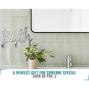 Comfify Modern Style “Bath” Wall Mount Towel Holder and Robe Hook Hand-Cast Aluminum Bathroom Hanger Decor w/ 3 Hooks for Towels, Robes, Clothing | Includes Screws and Anchors | Silver Color