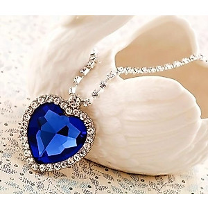My Titanic Necklace | Stunning Heart of The Ocean Necklace from Titanic Movie | Premium Alloy Silver and 1.3 x 1.38 Inches Swarovski Crystal | Definitely The Best Present for Your Loved One | 338