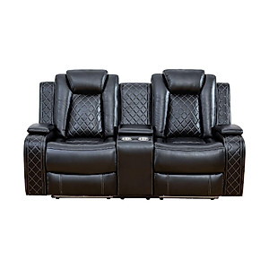 FUOROLA Home Theater Power Recliner Loveseat, Black