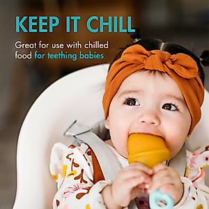 Boon Pulp Silicone Baby Fruit Feeder - Soft Silicone Baby Feeding Set - Fruit and Vegetable Baby Led Weaning Supplies - Baby Feeding Essentials - Blue/Mustard and Gray/Mint - 2 Count