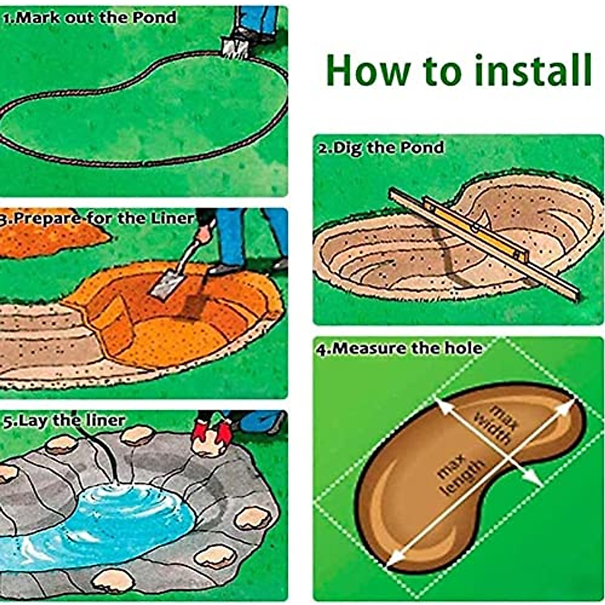 CiCixixi Pond Liner 10x 13.1ft LDPE Pond Skins for Fish Ponds Stream Fountain Water Garden, Black Waterfall Backyard Koi Pond Liner, Easy Cutting Underlayment Pond Liners (10x13.1FT)