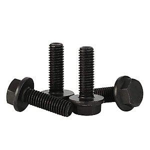 M8 x 20mm Flanged Hex Head Bolts Flange Hexagon Screws, Full Thread, Alloy Steel, Black Oxide Finish, Quantity 20