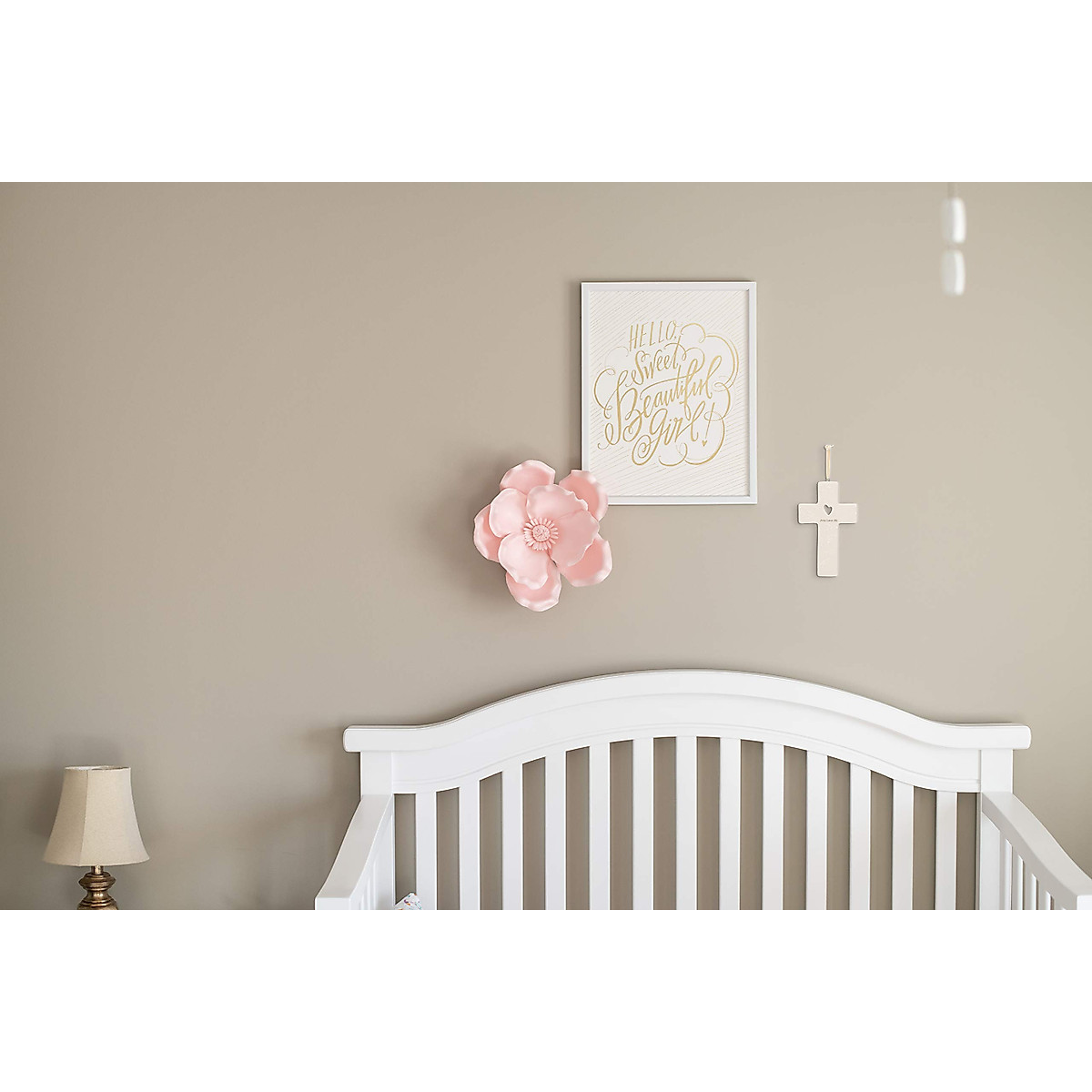 Jesus Loves Me Filigree Heart 7 x 4 Ceramic Stoneware Crib Cross