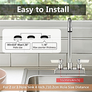 GBBNE Bar Sink Faucet 4 Inch Center Deck Mount,2 Hole Bar Faucets for Sink,Prep Sink Faucet,Dual Handles Commercial Utility Laundry Kitchen Sink Faucet,Polished Chrome