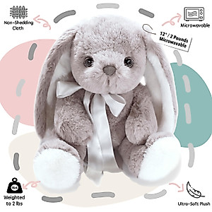 uoozii Warmable Bunny Stuffed Animal - Microwavable 12" | 2 Pounds Unscented Weighted Stuffed Animals Non-Shedding Bunny Plush Coolable & Heatable Warm Gifts for Kids & Adults