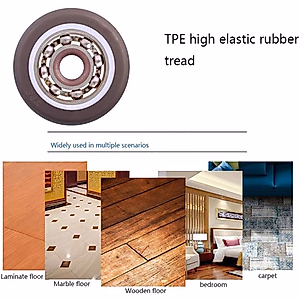 Mini Caster Wheels 1 inch Threaded Stem Casters with Brake and Screws Stem M6 x 15mm, Ball Bearing Silent TPE Rubber Low Profile Caster Wheels for Furniture Rolling Trolley Small Shopping Cart 4 Pack