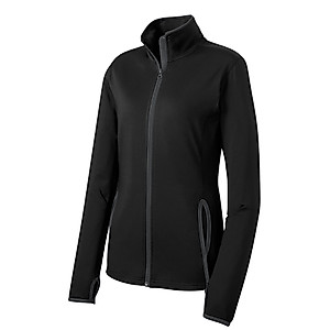 ST Ladies Sport-Wick Stretch Contrast Full-Zip Jacket XXL Black/ Charcoal Grey