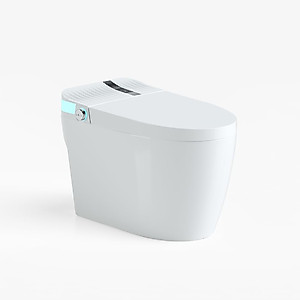 KunMai Smart Toilet with Bidet Built in, Auto Open/Close, Heated Seat, Automatic Flush Bidet Toilet, Night Light, 1.32 GPF One-Piece White Toilet for Bathroom