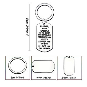 Brother Gifts Dog Tag Key Chain Men Boy Christmas New Year Gifts You are Braver Stronger Smarter Than You Think Stainless Steel