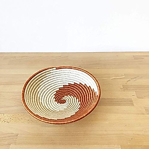 African Basket- Juru/Rwanda Basket/Woven Bowl/Sisal & Sweetgrass Basket/Orange, Tan, White