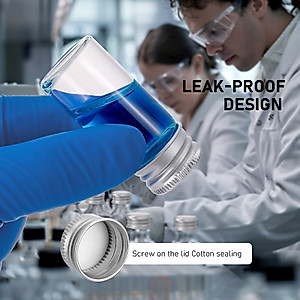 Njvial 50Pcs 10ml(1/3oz) Small Glass Vials with Lids Lab Sample Vials Empty Refillable Mini Glass Bottles with Silver Aluminum Screw Caps for DIY Crafts Essential Oils Storage Wedding Decoration