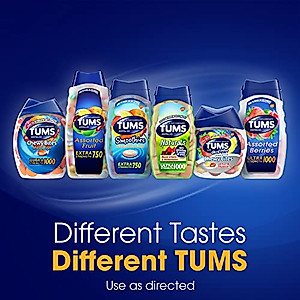 TUMS Chewy Bites Antacid Tablets for Chewable Heartburn & Acid Indigestion Relief, Assorted Berries, 32 Count