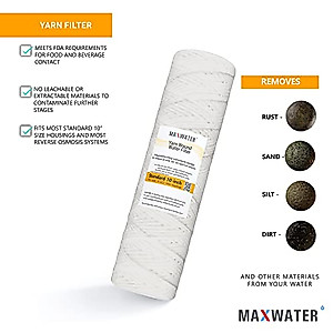 (50 Pack) Standard 10"x2.5" String Wound Sediment Water Filter (1 Micron), Hard Well, Whole House, WVO Biodiesel, compatible with Standard RO Reverse Osmosis Systems, WH Systems