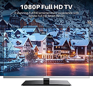 SYLVOX Smart RV TV, 32 inch TV with DVD Player Built-in, 12 Volt TV for RV Camper 1080P FHD, Android Smart Free Download APPs, Support WiFi Bluetooth, 2 HDMI & 2 USB, AC/DC Powered, Frameless Design