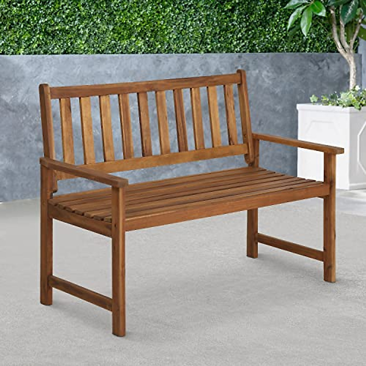 FDW Patio Furniture Outdoor Patio Bench Wood Garden Bench Park Bench Acacia Wood for Pool Beach Backyard Balcony Porch Deck Garden Wooden Furniture, Natural Oiled