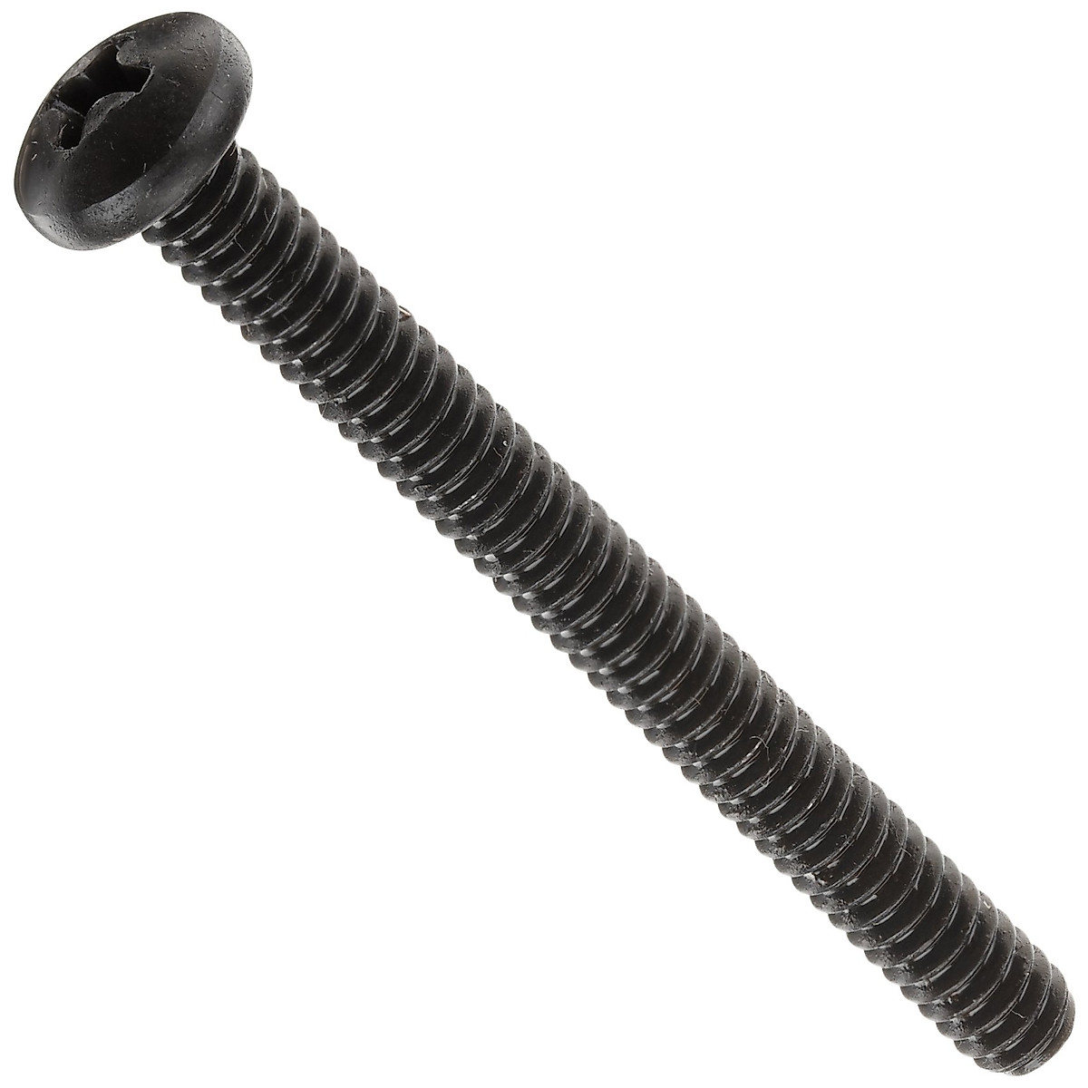 Small Parts Steel Pan Head Machine Screw, Black Oxide Finish, Meets ASME B18.6.3, #2 Phillips Drive, #10-24 Thread Size, 2" Length, Fully Threaded, Import (Pack of 50)