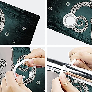 VEGA U Octopus Shower Curtain for Bathroom, Sea Animal Themed Bath Decor with Hooks, 72x72 Inch