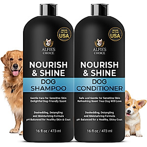 Dog Shampoo and Conditioner Set for Allergies, Itching & Daily Use | Itchy Skin Relief & Odor Control | with Lavender & Rosemary Oils for Calming | Safe for Sensitive Skin | All Dogs, 16 fl oz x 2