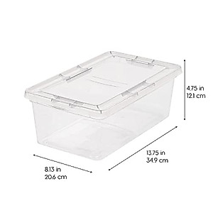 IRIS USA 6.7 Qt. Lightweight Plastic Storage Container Bin with Latching Lid, 6 Pack, for Shoes, Heels, Action Figures, Crayons/Pens, Art Supplies, School Supplies, Stackable and Nestable, Clear
