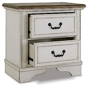 Signature Design by Ashley Brollyn Rustic 2 Drawer Night Stand, Two-Tone Brown & Whitewash