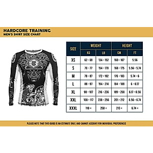 Hardcore Training Pitbull City Men's Rash Guard Compression Long Sleeve Jiu Jitsu MMA No-Gi Tight BJJ Grappling Base Layer Combat Black