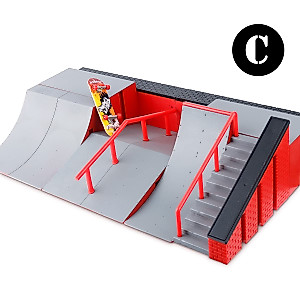 KETIEE Fingerboard Skate Park Kit: 57pcs Finger Skateboard Ramp Set with Exclusive 31 Ramps 6 Mini Skateboards & Mini Bicycles, Huge Finger Skatepark Training Props Toys Gifts for Kids Ages 6 and up