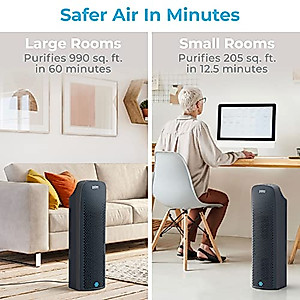 Pure Enrichment® PureZone™ Elite True HEPA Large Room Tower Air Purifier with Air Quality Monitor, 4 Stage Filtration and UV-C Light, Helps Destroy Bacteria, Smoke, Pollen & Dust (Graphite)