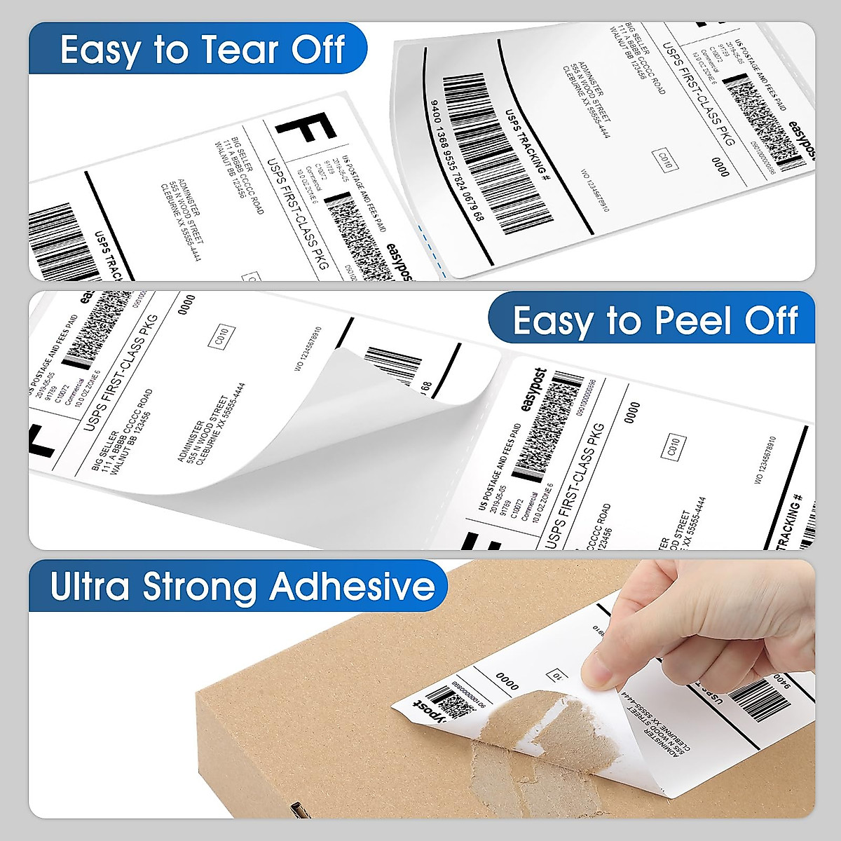 MaxGear 4" x 6" Direct Thermal Labels, 500 Fanfold Labels, for Shipping & Mailing, Perforated White, Commercial Grade with Permanent Adhesive, Compatible with Most Thermal Printers,1 Stack