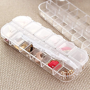 Lonkiktik 12 Grids Separated Cap Clear Empty Container Storage Case Box For Nail Rhinestones beads Organizer