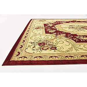 Unique Loom Versailles Collection Traditional Classic Floral Motif Area Rug (8' 0 x 10' 0 Rectangular, Burgundy/ Ivory)