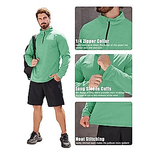 MAGCOMSEN Men's Quarter Zip Pullover Golf Long Sleeve Shirt Workout Training Shirts Exercise Sweatshirts Mint Green,XL