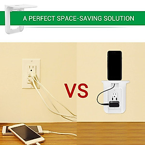 Outlet Shelf, Outlet Shelf Wall Holder Wall Outlet Shelf ABS Plastic Bathroom Wall Shelf Wall Shelf Organizer Outlet Shelf Wall Holder for Smart Home Devices, Phones, Speaker