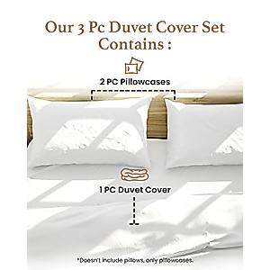 Good Sleep 3-Piece Bedding Set - 100% Egyptian Cotton, Soft & Breathable Full Duvet, 800 TC with Zipper & Hidden Corner Tie - White