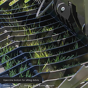 Titan Attachments 82" Skeleton Rock Grapple Rake, Universal Skid Steer Quick Tach, Fine-Grade Open Tine Bottom, Replaceable Cast Bucket Teeth, Reinforced Side Cutters, Universal Landscape Attachment