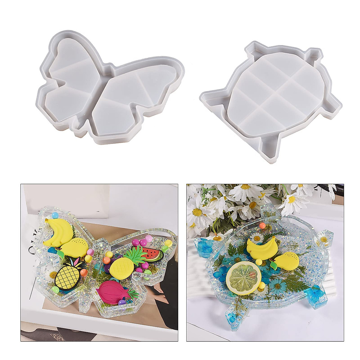 Large Butterfly Tray Resin Mold,Silicone Butterflies Epoxy Resin Casting Mold DIY Coaster Dish Resin Mold Mat for Jewelry Making