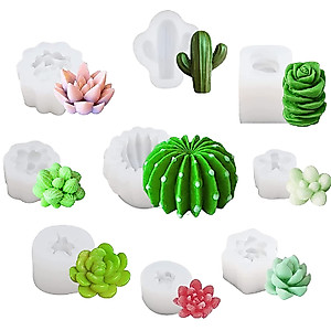 Succulent Silicone Mold, 9 Pack Flower Resin Mold, 3D Cacti Candle Mold for Scented Candles Soaps Making, Wax Resin Casting, Soap Cake Dessert Mousse Mold DIY Mould