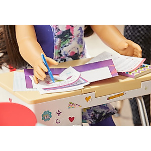 American Girl Truly Me 18-inch Doll Flip-Top Desk Playset with Attached Seat, Notebook, and Stickers, For Ages 6+
