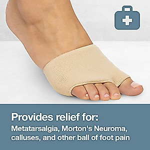 ZenToes Metatarsal Pads for Men and Women - Ball of Foot Pain Relief Cushions for Sesamoiditis, Metatarsalgia, Morton's Neuroma - 2 Pairs Fabric Sleeves with Gel Inserts (Small, Beige)