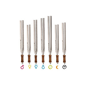 Planetary Therapy Tuning Fork 7 Piece Chakra Set with Exact Pitch and Frequency — MADE IN GERMANY — For Meditation, Sound Healing and Yoga, 2-YEAR WARRANTY