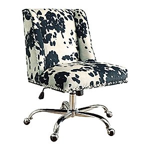 Linon Clayton Black Cow Print Office Chair, Metallic