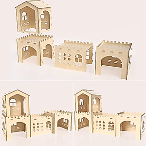Woiworco Extra Large Rabbit Hideout, Wooden Rabbit Castle Bunny Spacious Breathable Hideouts for Indoor Bunnies, Hamsters and Guinea Pigs Hut to Hide