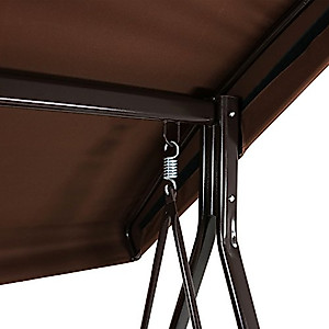 Sunnydaze 3-Person Steel Patio Swing Bench with Adjustable Tilt Canopy - Cushions and Pillow Included - Brown