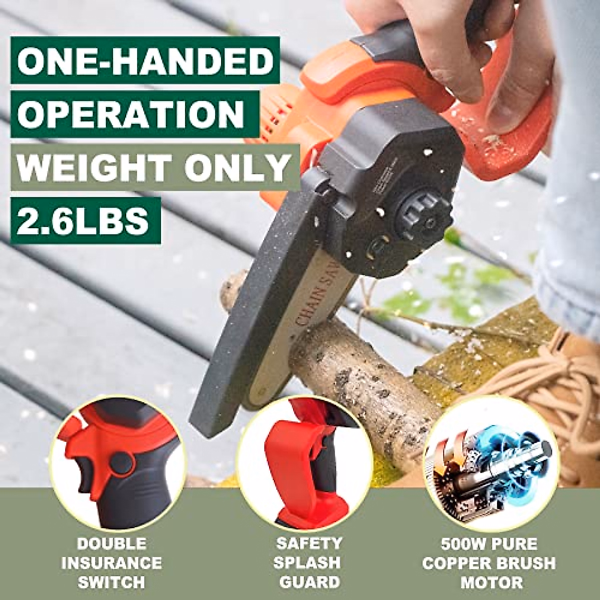 T TOVIA Cordless Power Chainsaw for Makita 18V Battery(Battery NOT Included), 4 Inch Hand-held Mini Pruning Saw for Wood Cutting, Tree Trimming, Camping