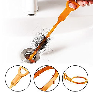 Omont Drain Clog Remover Tool,13 Pack Snake Drain Clog Remover Hair Clog Remover Tool, 24 Inch Stainless Steel Claw(1PCS) and Plastic Drain Cleaner Tool (12PCS) for Sink,Tube, Kitchen and Bathroom