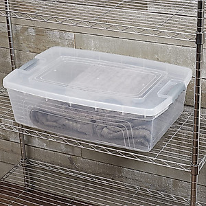 Home Basics 60 Liter Storage Container For Organizing (Clear) Bin With Lid For Towels, Clothes, Toys, Linens, and More | Made From Plastic
